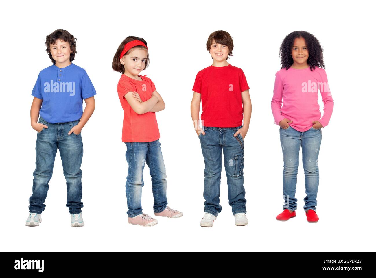 Many children isolated on a white background Stock Photo - Alamy