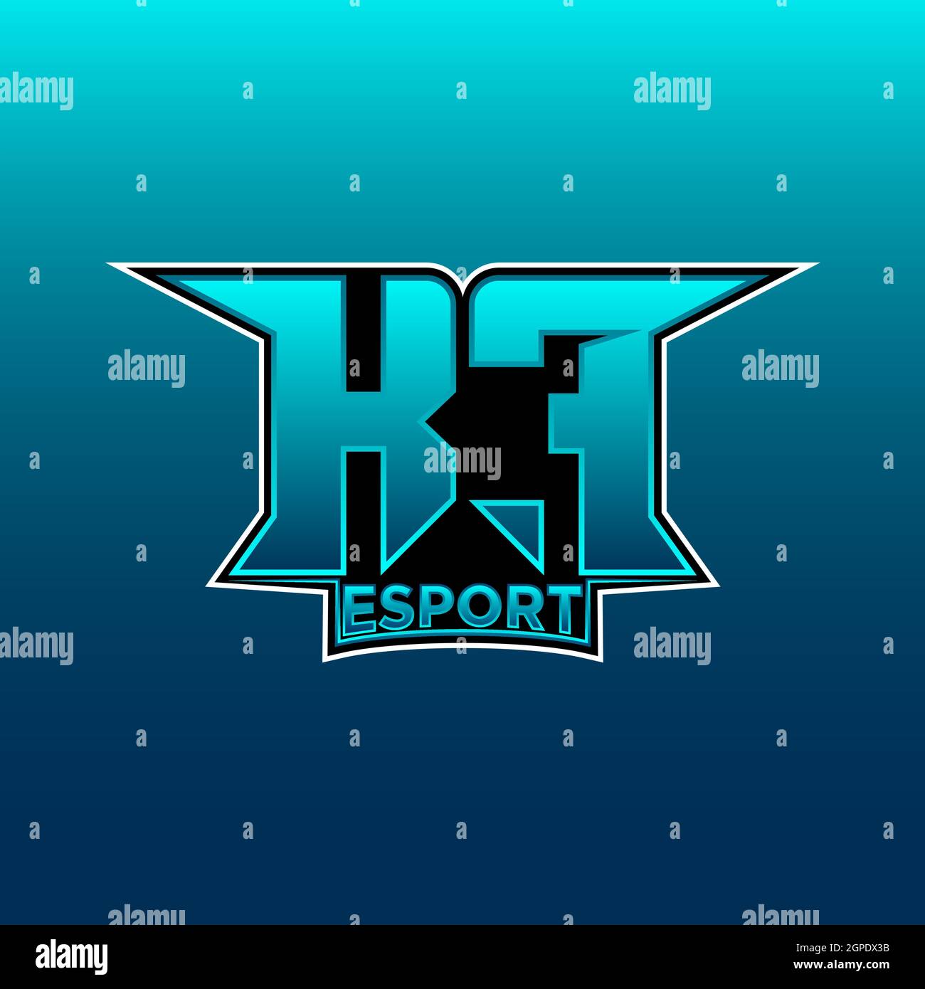KF Logo ESport Gaming Initial with Blue Light Color design vector ...