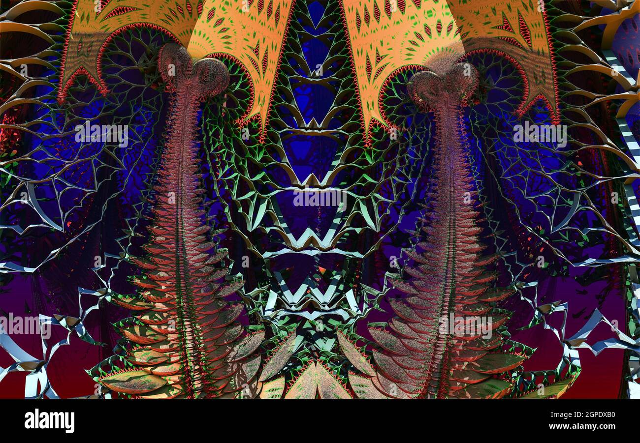 Picture of three-dimensional spaceship fractals in motion Stock Photo ...