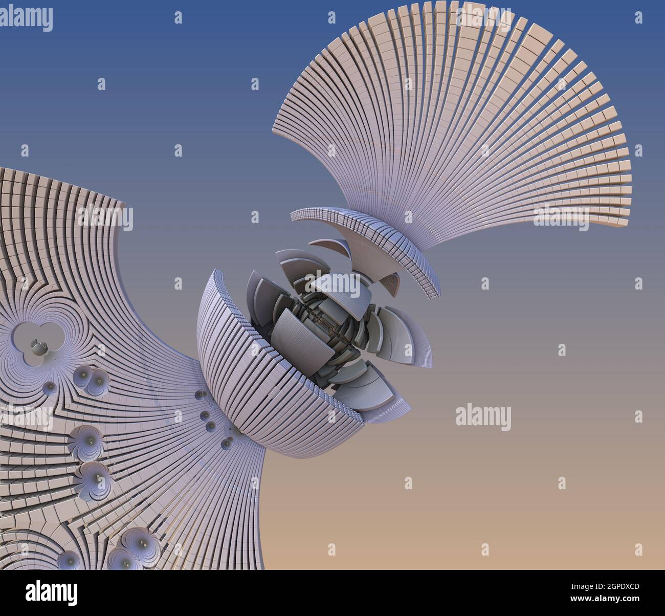 Picture of three-dimensional spaceship fractals in motion Stock Photo ...