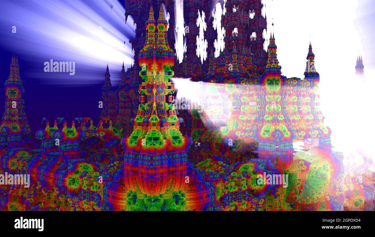 Picture of three-dimensional spaceship fractals in motion Stock Photo ...