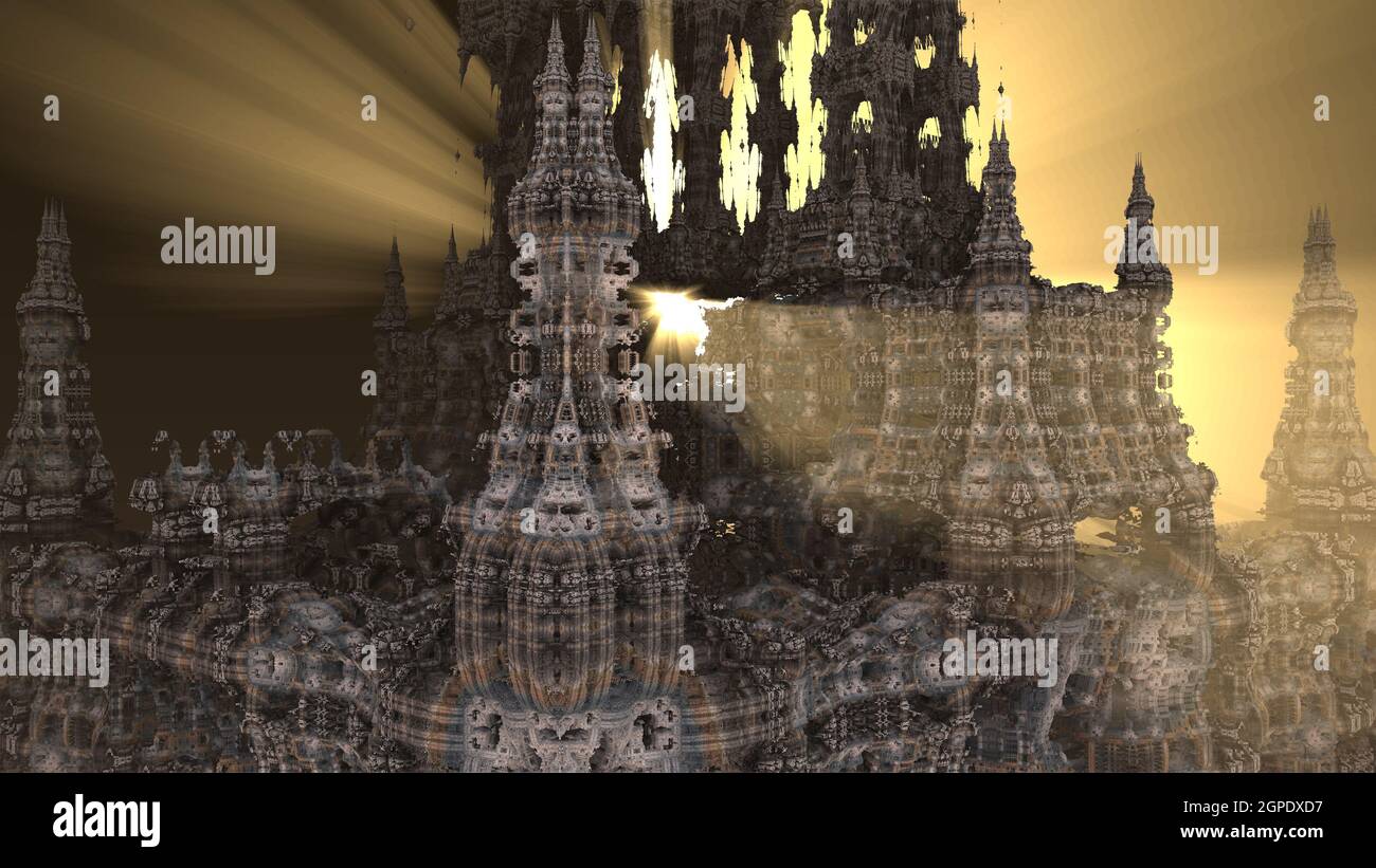 Picture of three-dimensional spaceship fractals in motion Stock Photo ...