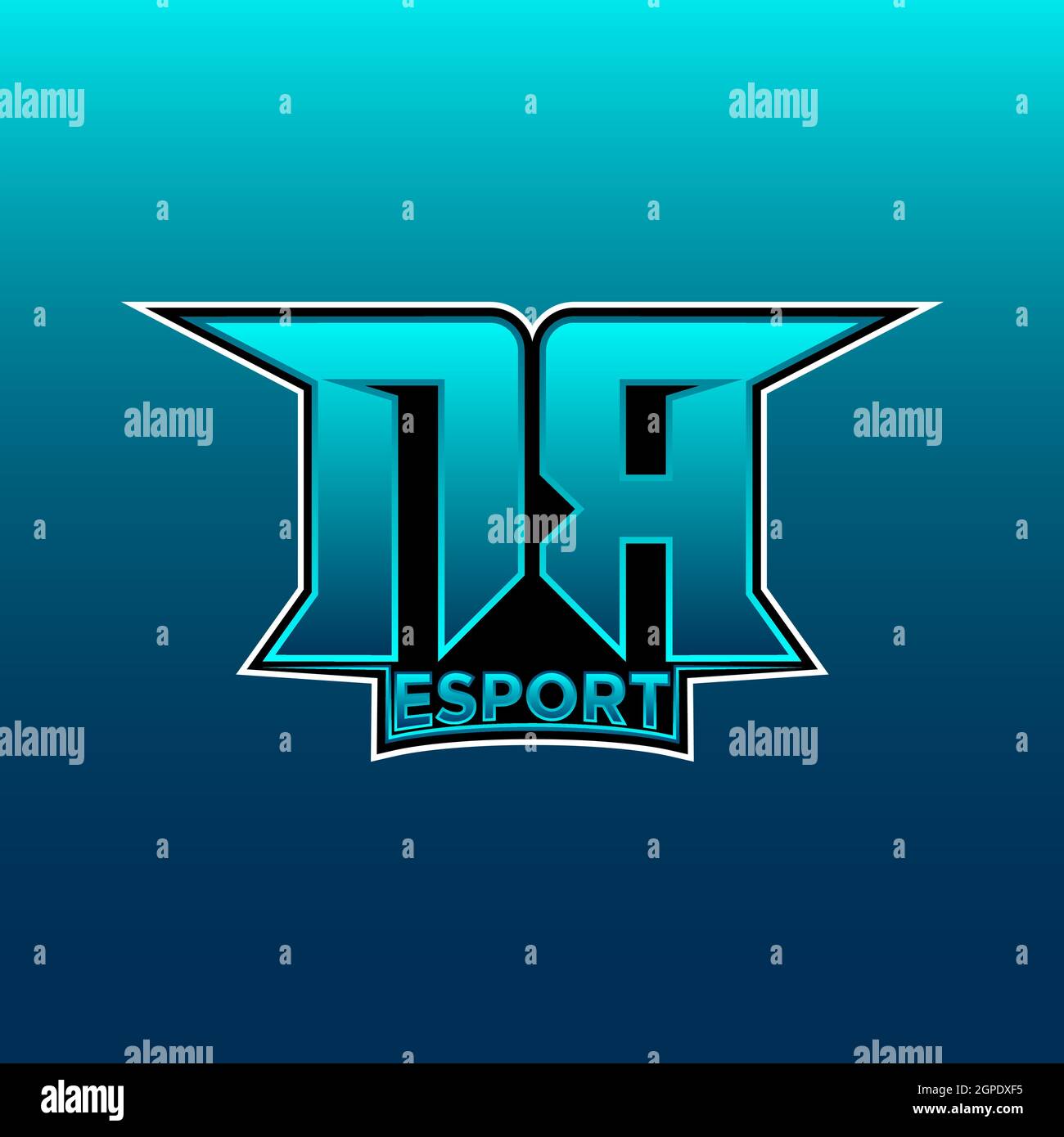 NR Logo ESport Gaming Initial with Blue Light Color design vector ...