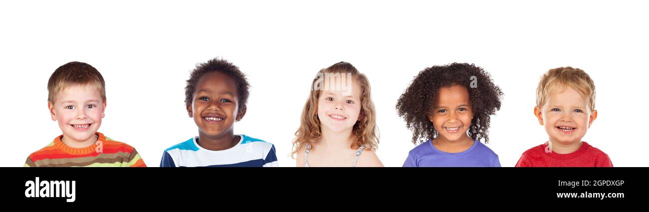 Different children laughing isolated on a white background Stock Photo ...