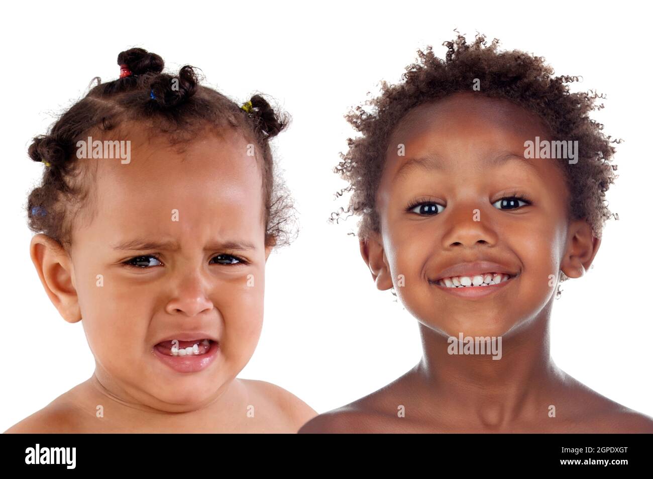Two adorable african children isolated on a white background Stock ...