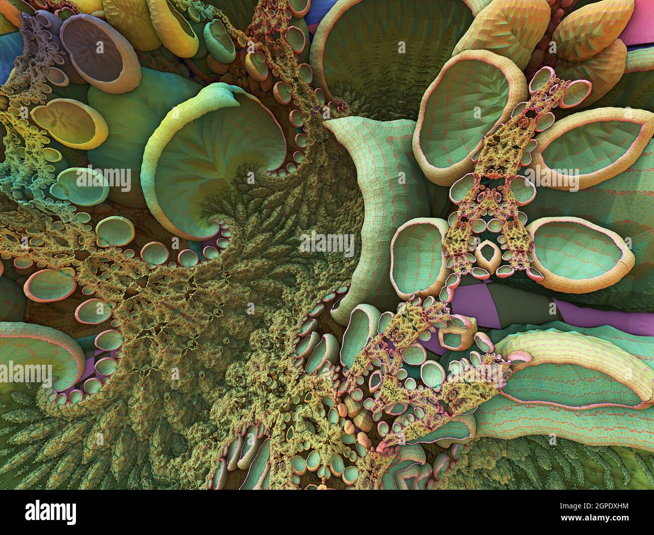 Picture of three-dimensional spaceship fractals in motion Stock Photo ...