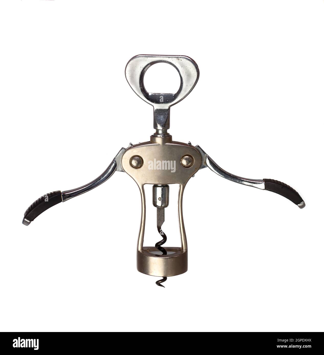 Metalic corkscrew isolated on a white background Stock Photo - Alamy