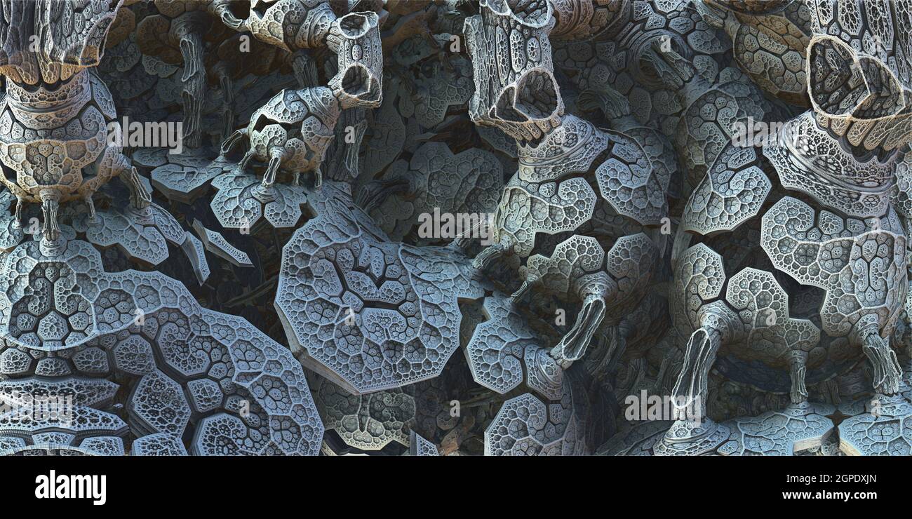 Picture of three-dimensional spaceship fractals in motion Stock Photo ...
