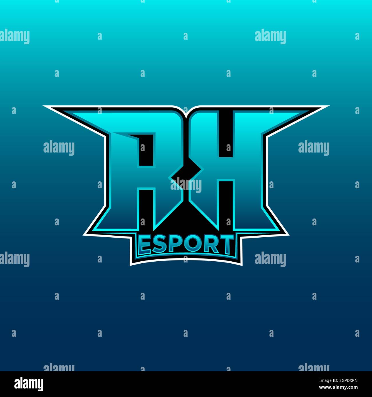 RK Logo ESport Gaming Initial with Blue Light Color design vector ...