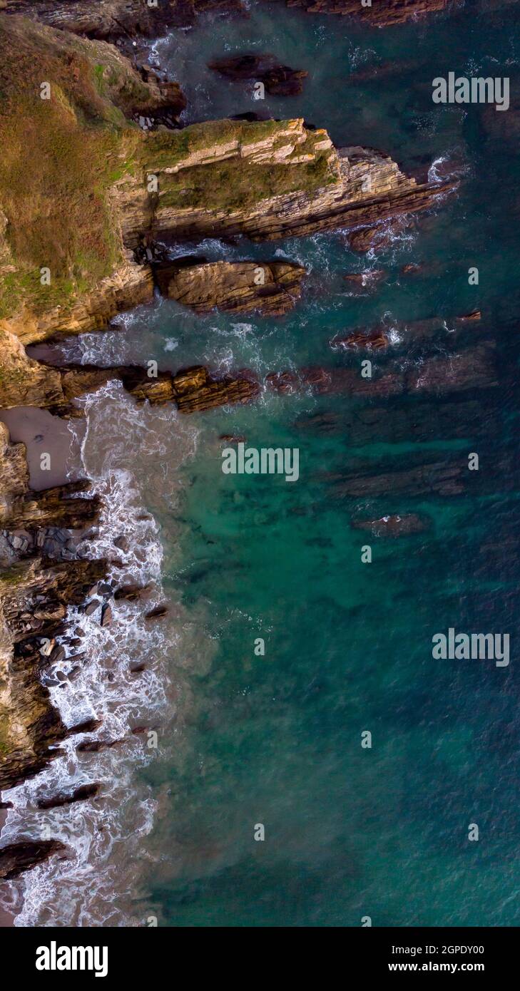 Beautiful aerial view of the coast with natural textures and colors ...