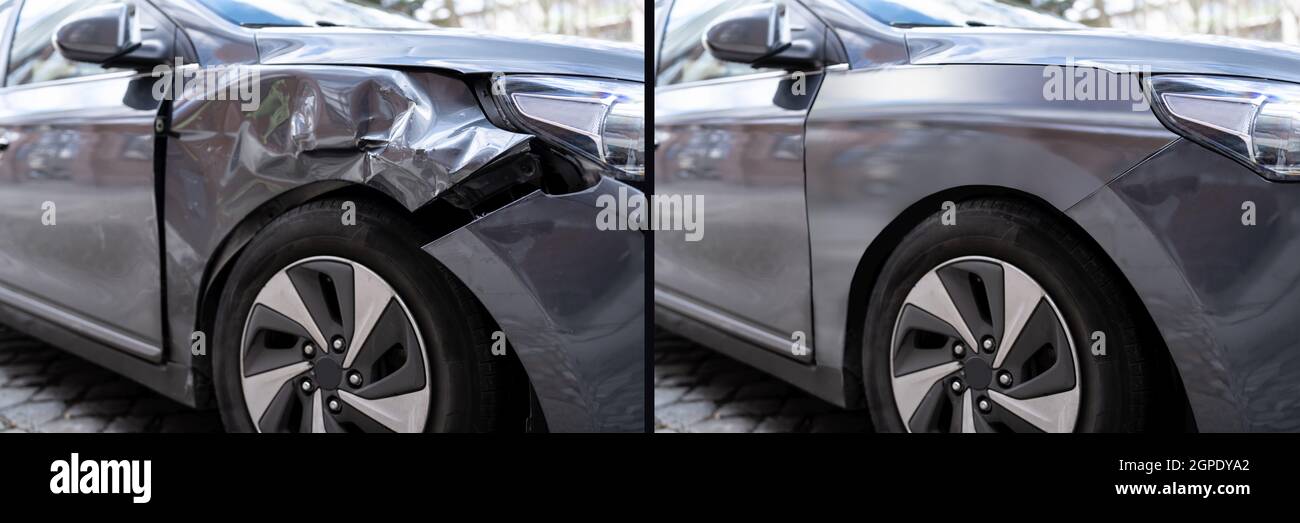 Photo Of Car Dent Repair Before And After Stock Photo - Alamy