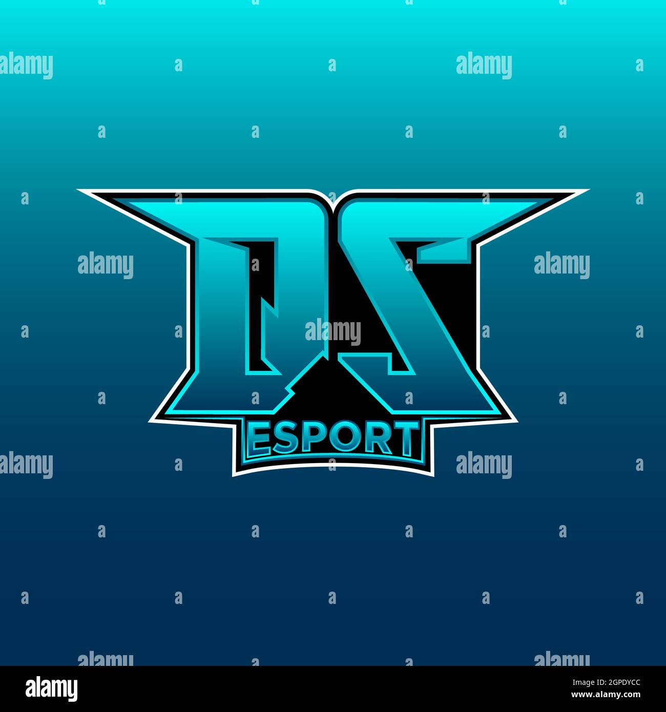 QS Logo ESport Gaming Initial with Blue Light Color design vector ...