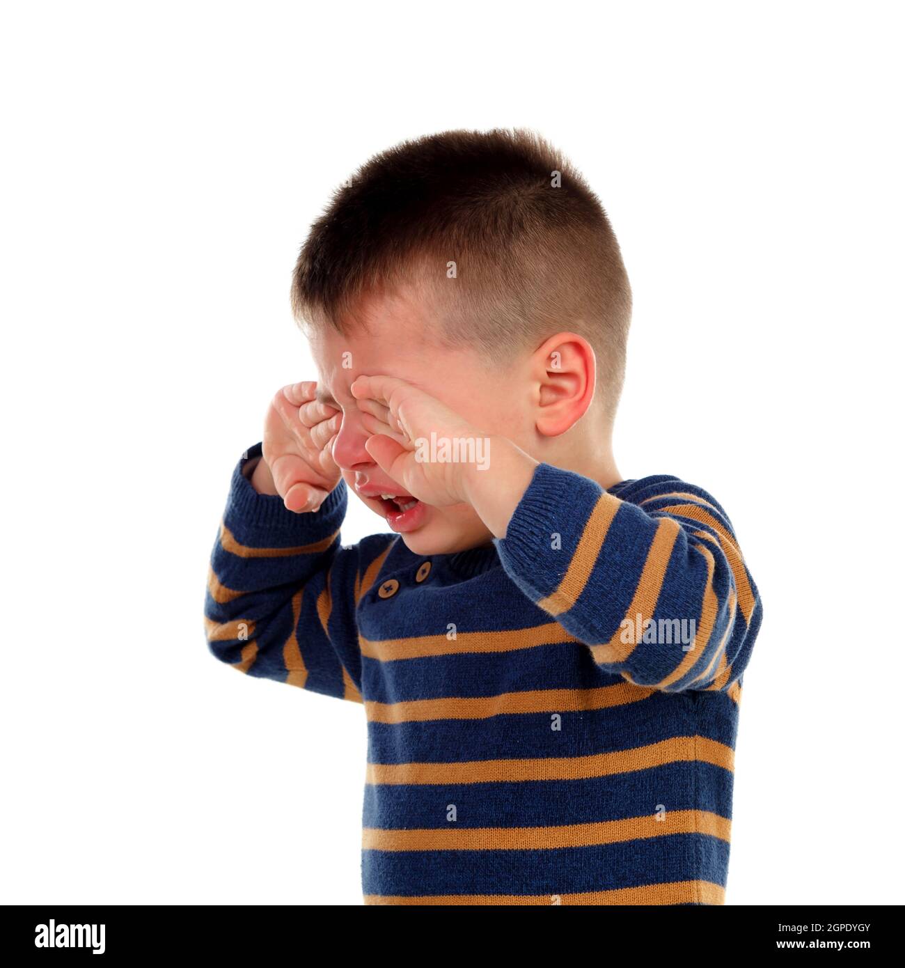 Cute baby crying isolated on a white background Stock Photo - Alamy