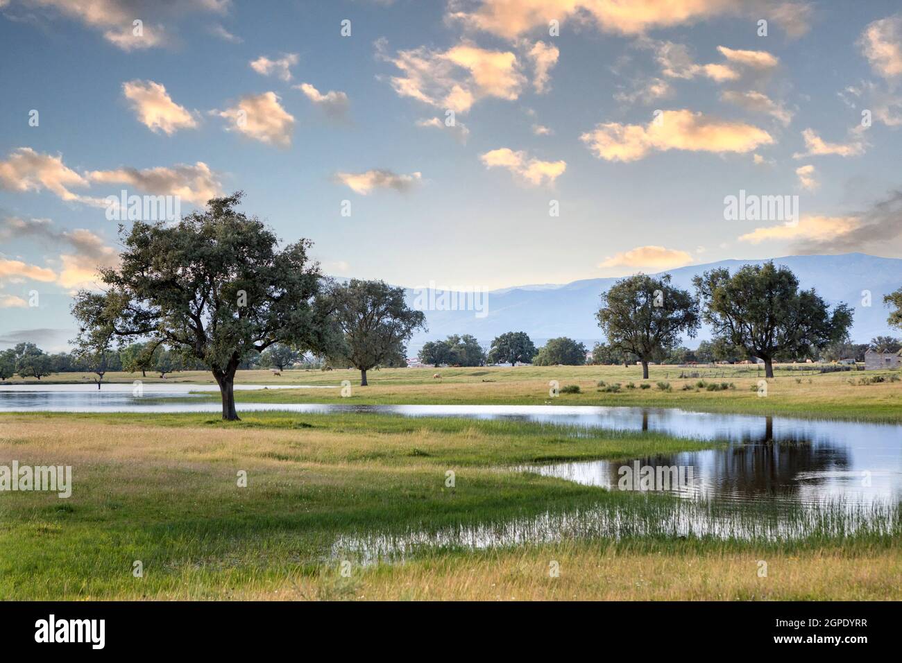 Beautiful Spanish countryside with a lake and a beautiful sky Stock ...