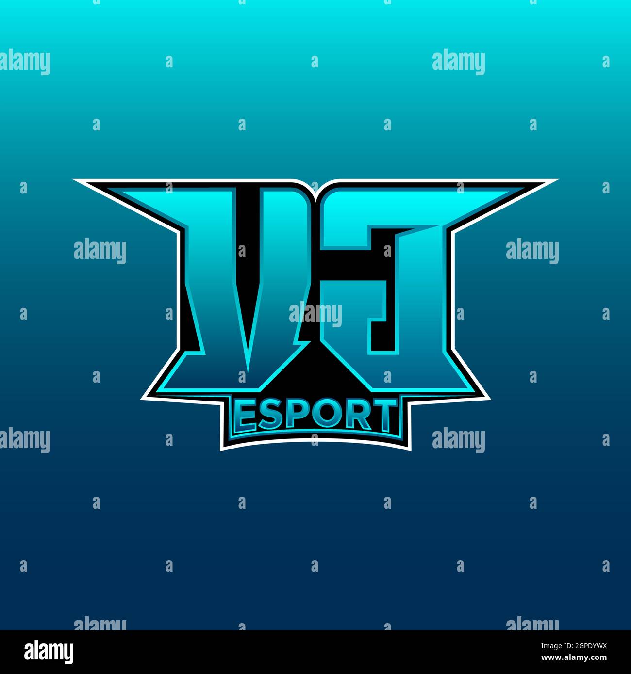VG Logo ESport Gaming Initial with Blue Light Color design vector ...