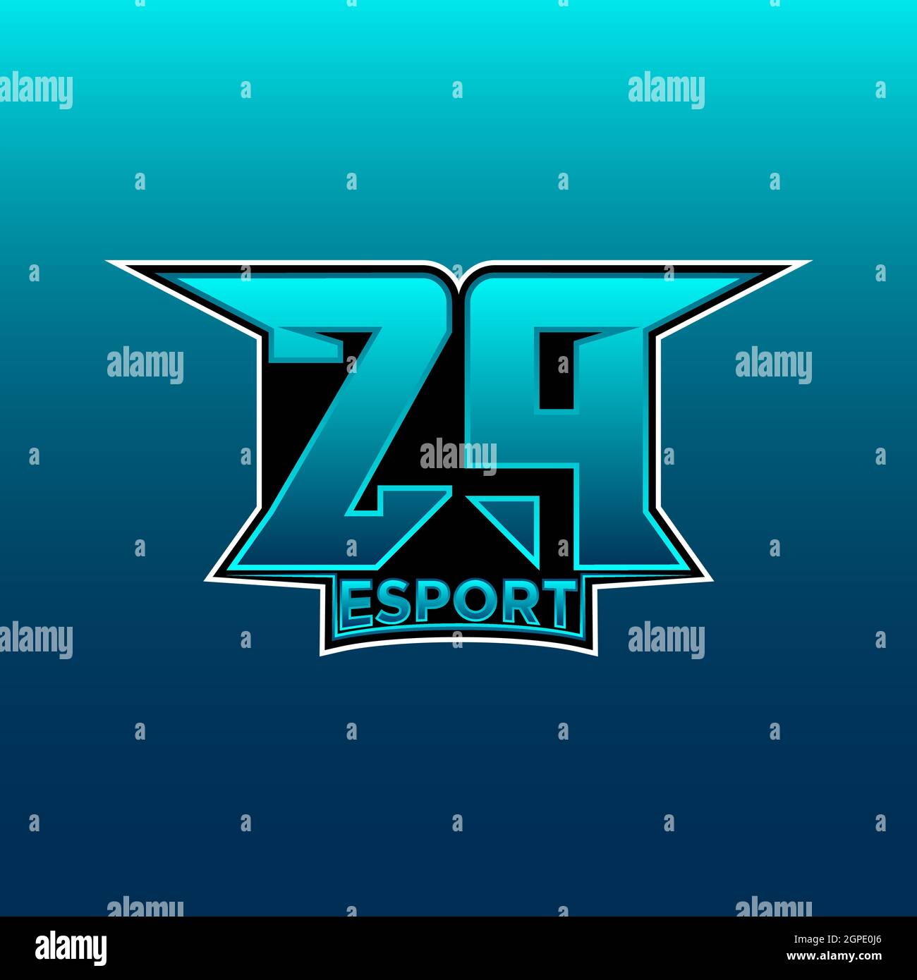 ZP Logo ESport Gaming Initial with Blue Light Color design vector ...