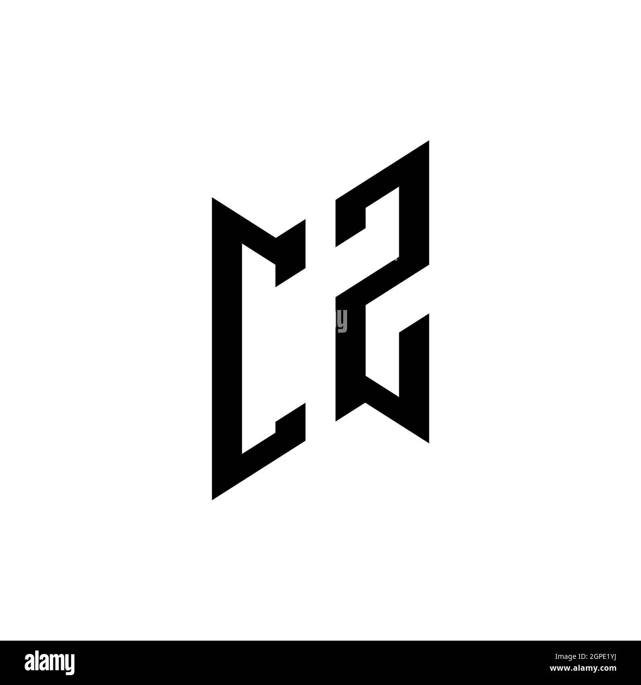 CZ Monogram geometric shape style template. Monogram initial design vector isolated on white ...