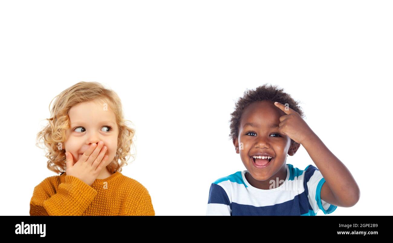 Surprised children isolated on a white background Stock Photo - Alamy