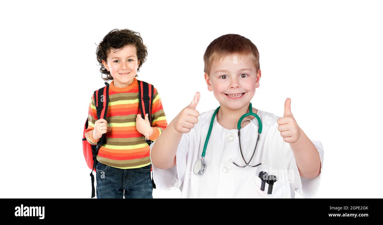 Health at school. Children playing isolated on a white background Stock ...