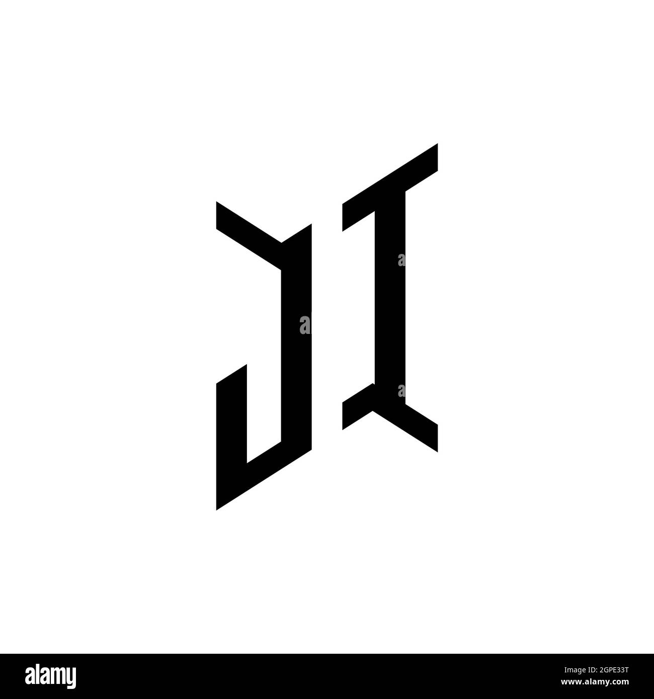 JI Monogram geometric shape style template. Monogram initial design vector isolated on white ...