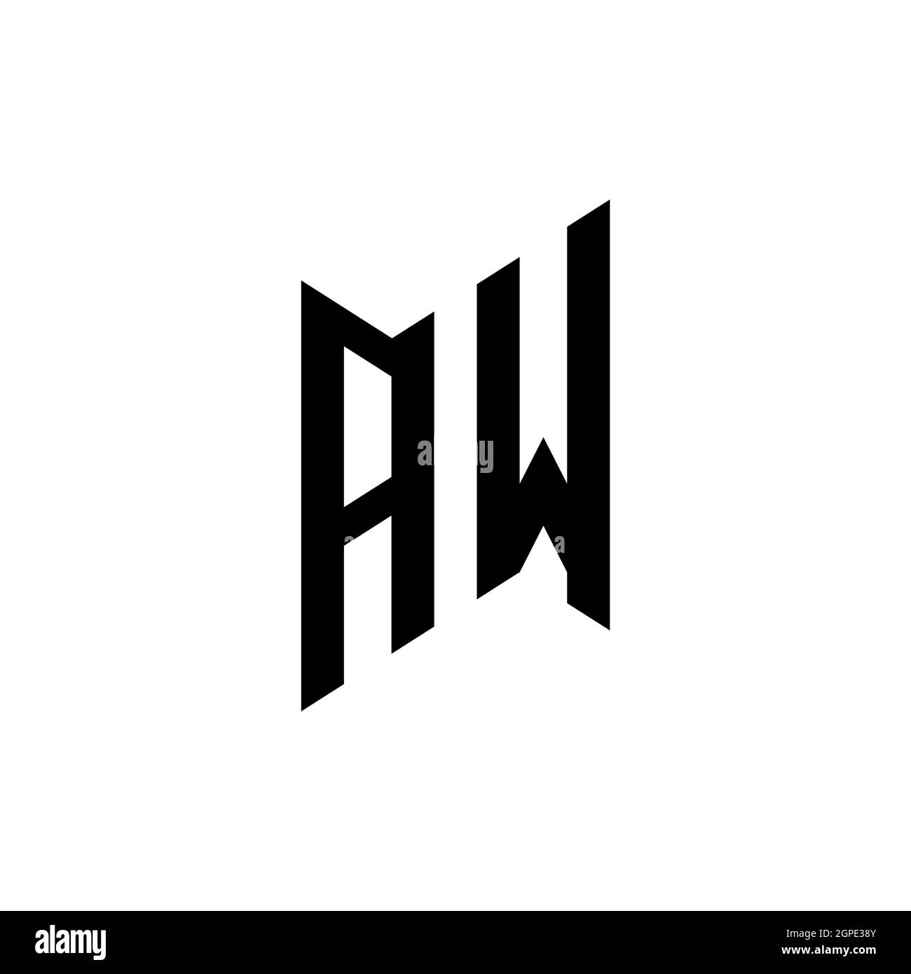 AW Monogram geometric shape style template. Monogram initial design ...