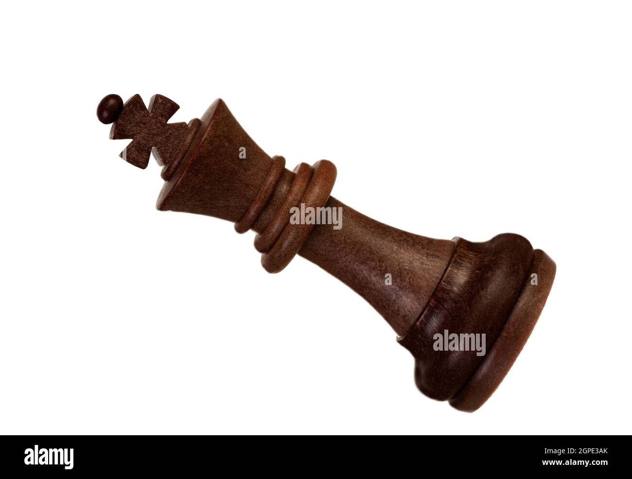 Chess piece king falling isolated on a white background Stock Photo - Alamy