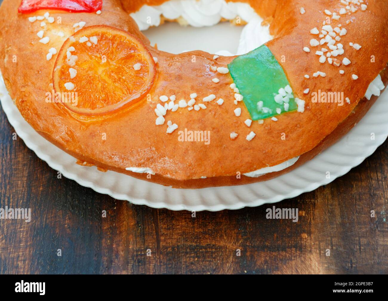 Typical dessert eaten in Spain to celebrate Epiphany Stock Photo - Alamy