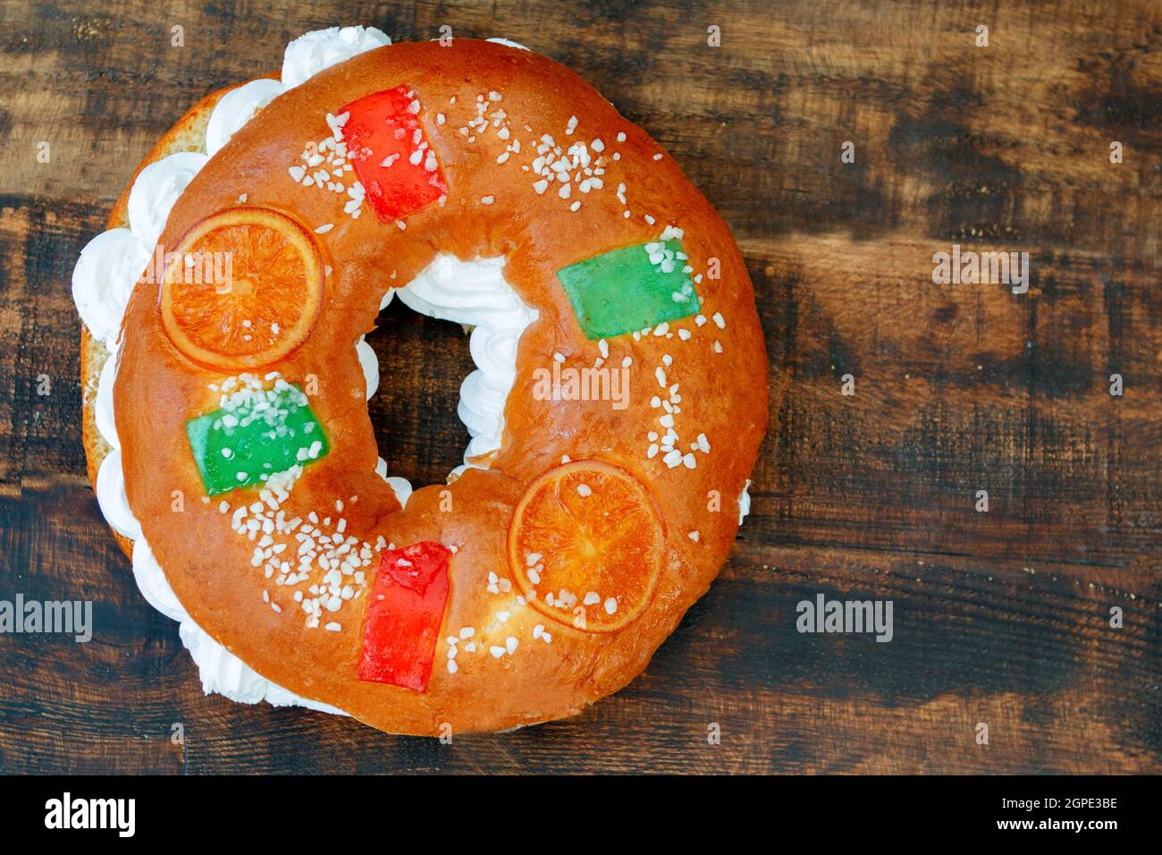 Typical dessert eaten in Spain to celebrate Epiphany Stock Photo - Alamy