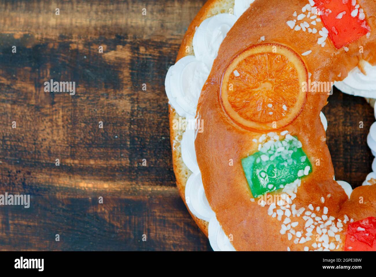 Typical dessert eaten in Spain to celebrate Epiphany Stock Photo - Alamy