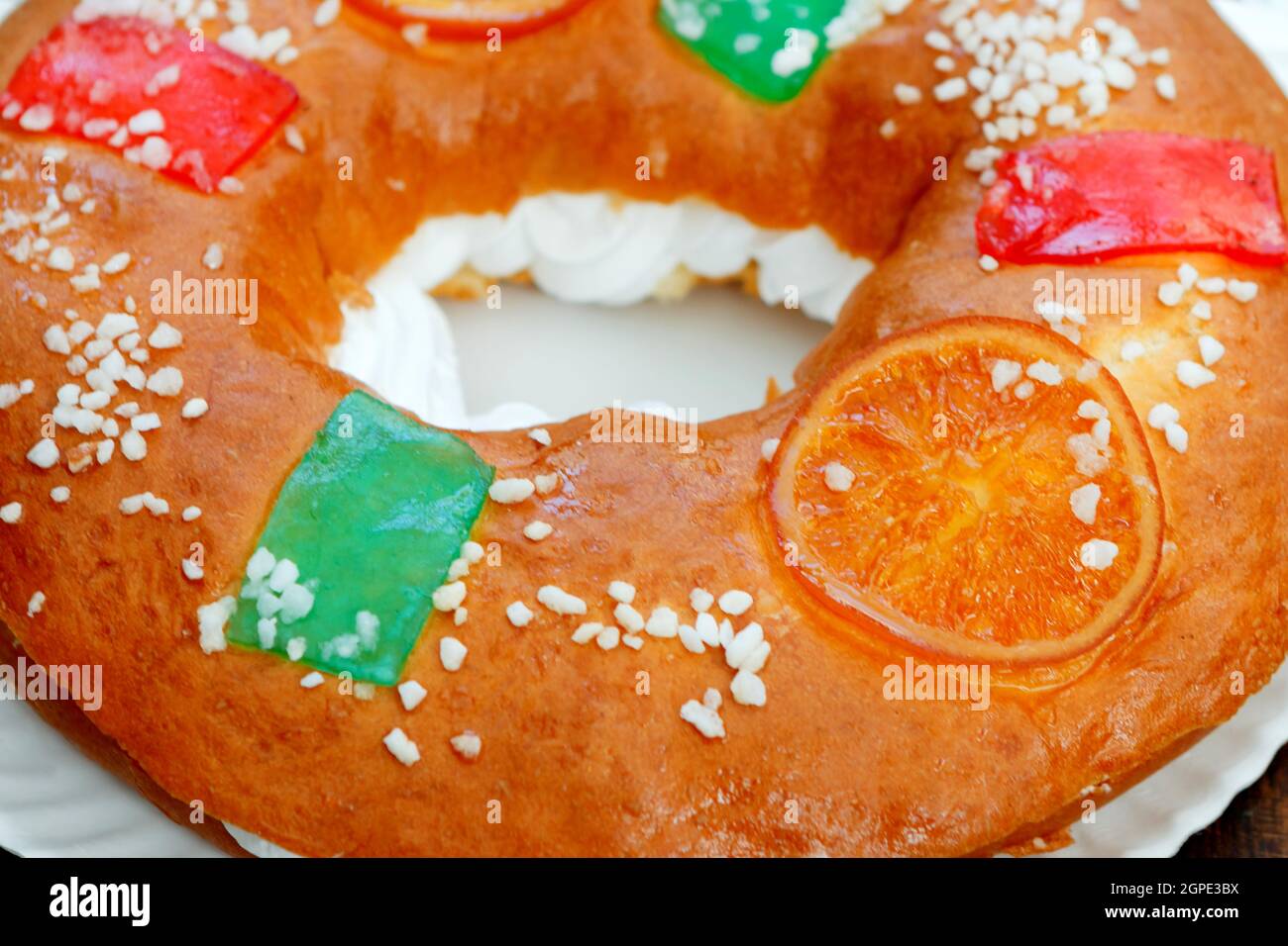 Typical dessert eaten in Spain to celebrate Epiphany Stock Photo - Alamy