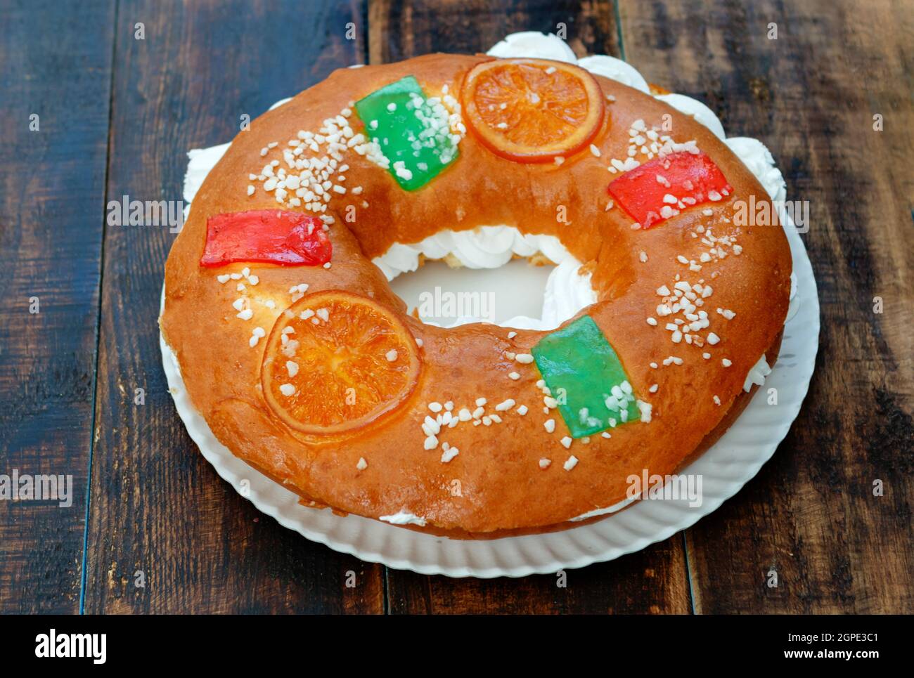 Typical dessert eaten in Spain to celebrate Epiphany Stock Photo - Alamy