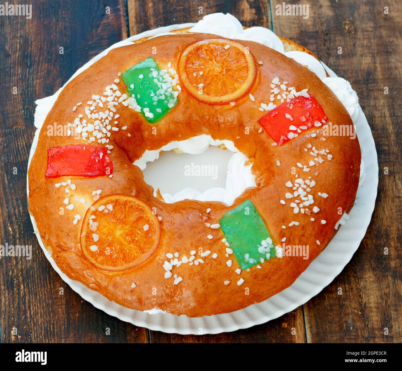 Typical dessert eaten in Spain to celebrate Epiphany Stock Photo - Alamy
