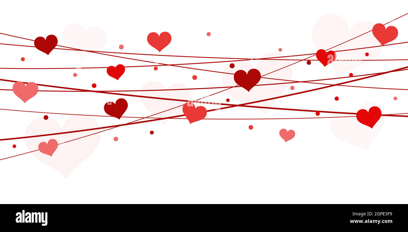 hearts on strings background for valentine's day Stock Vector Image ...