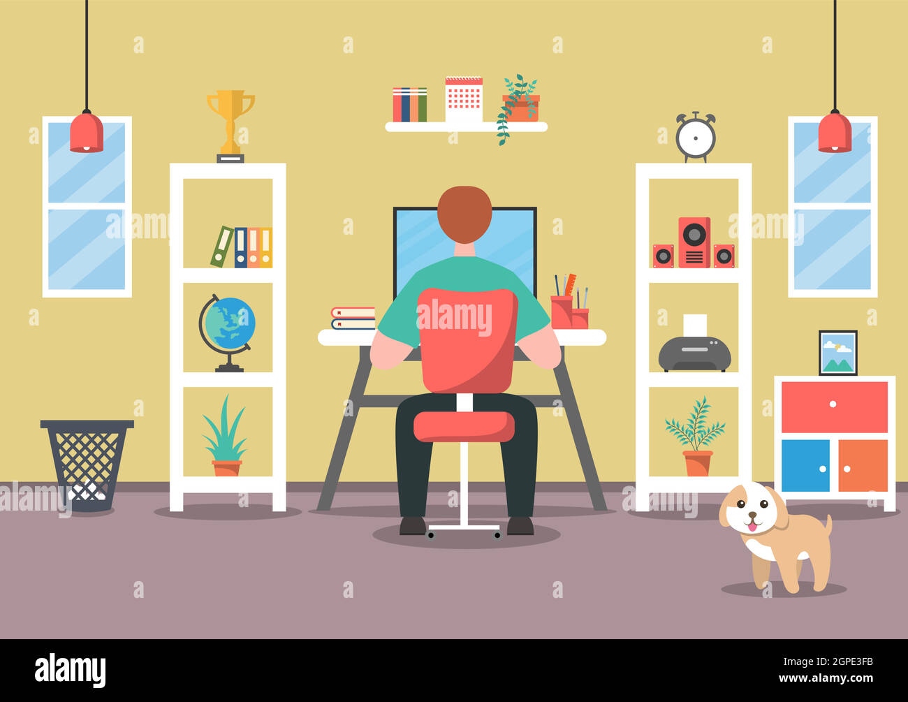 Vector Illustration People During Quarantine from coronavirus Works on ...