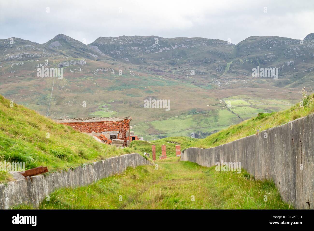 The ruins of Lenan Head fort at the north coast of County Donegal ...
