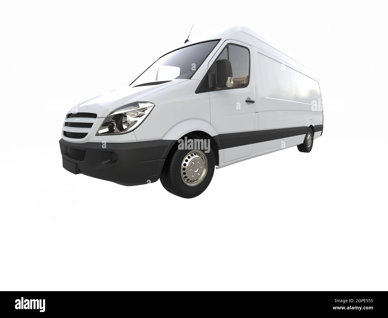 White Commercial Delivery Truck on a White Background isolated ...