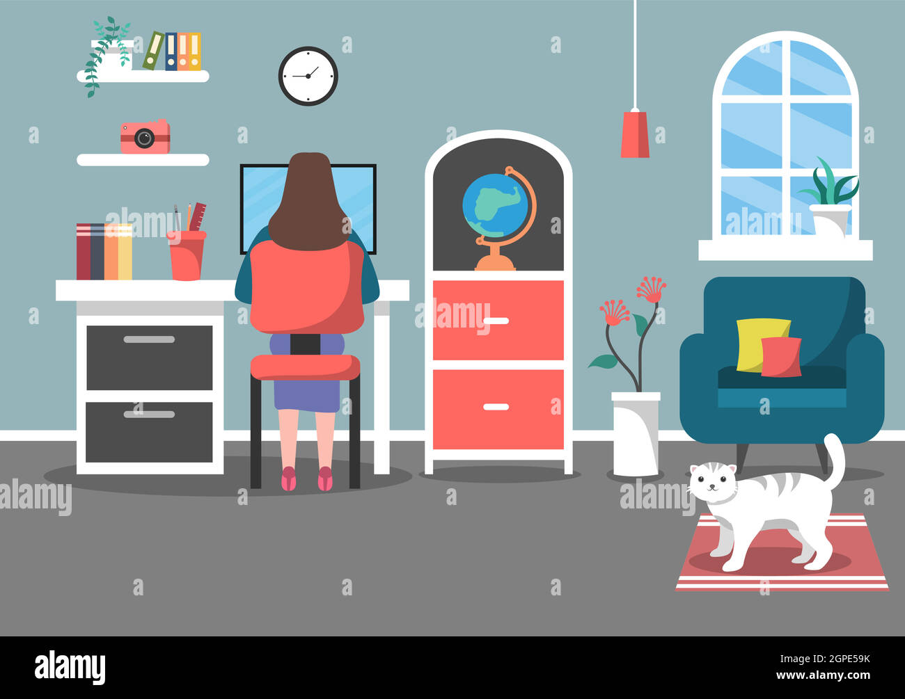 Vector Illustration People During Quarantine from coronavirus Works on ...