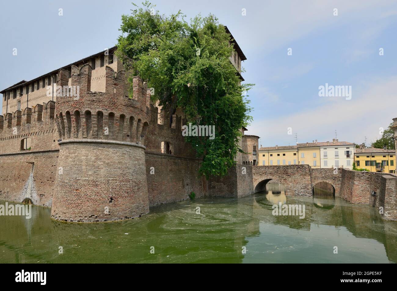 view of entrance bridge of historical fortification completely ...