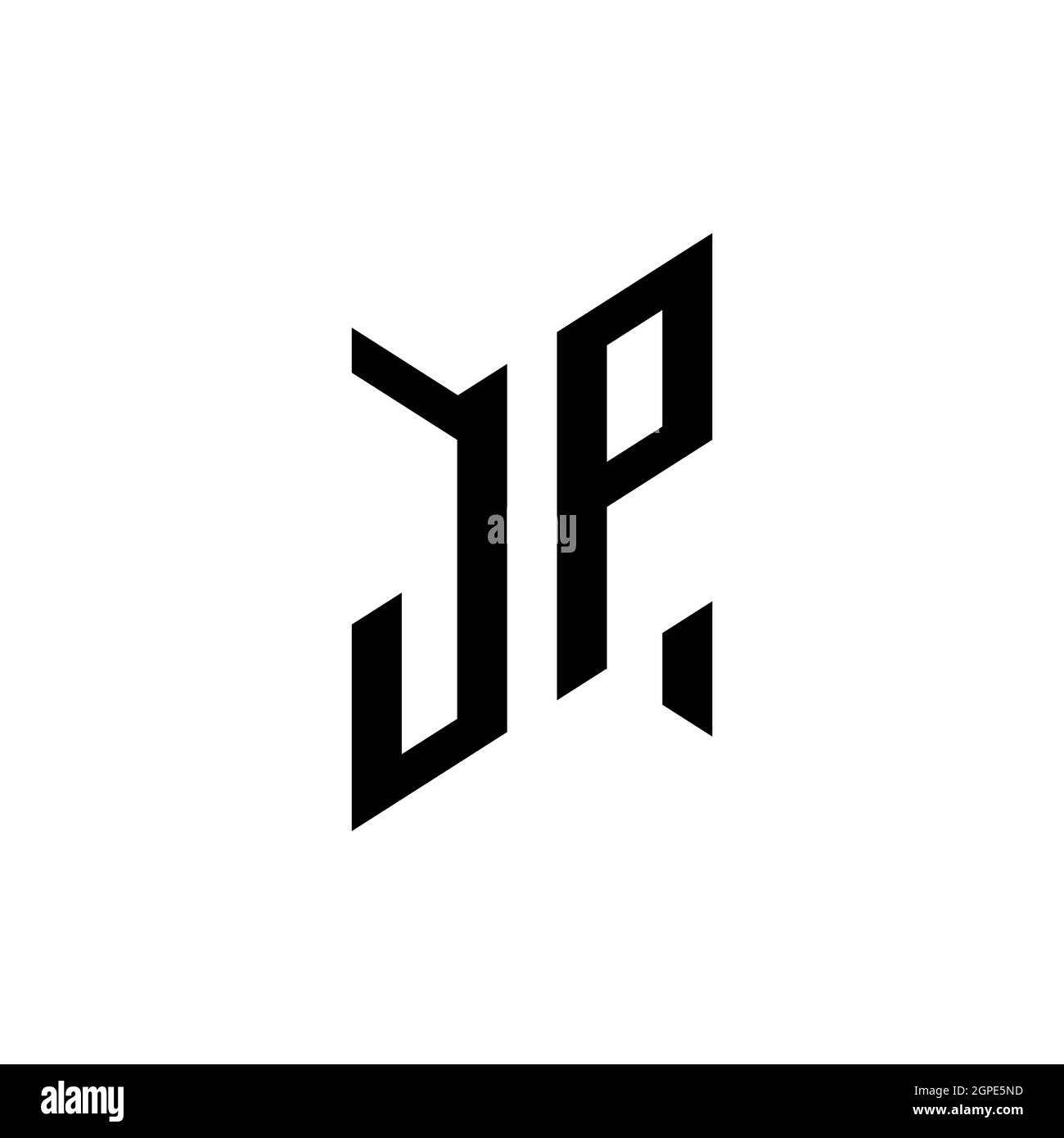 JP Monogram geometric shape style template. Monogram initial design ...