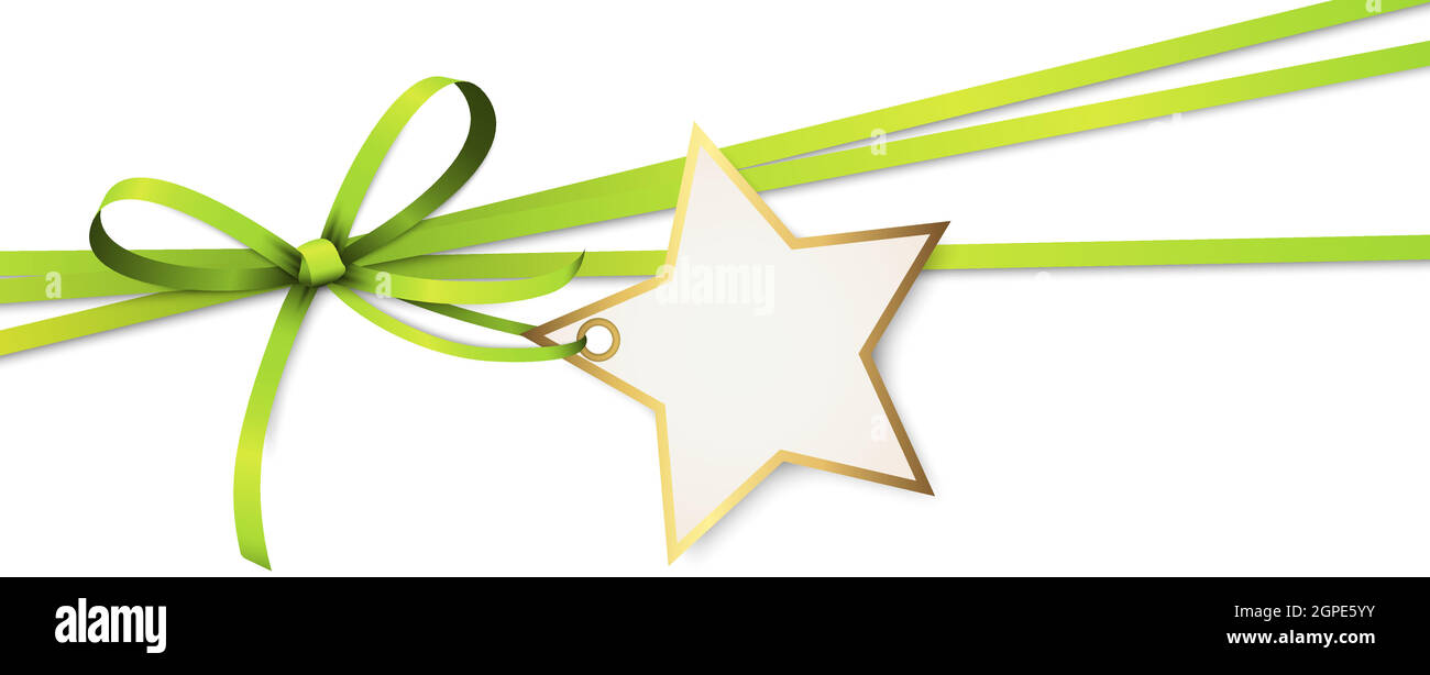 gold ribbon bow with christmas star hang tag Stock Vector Image & Art ...