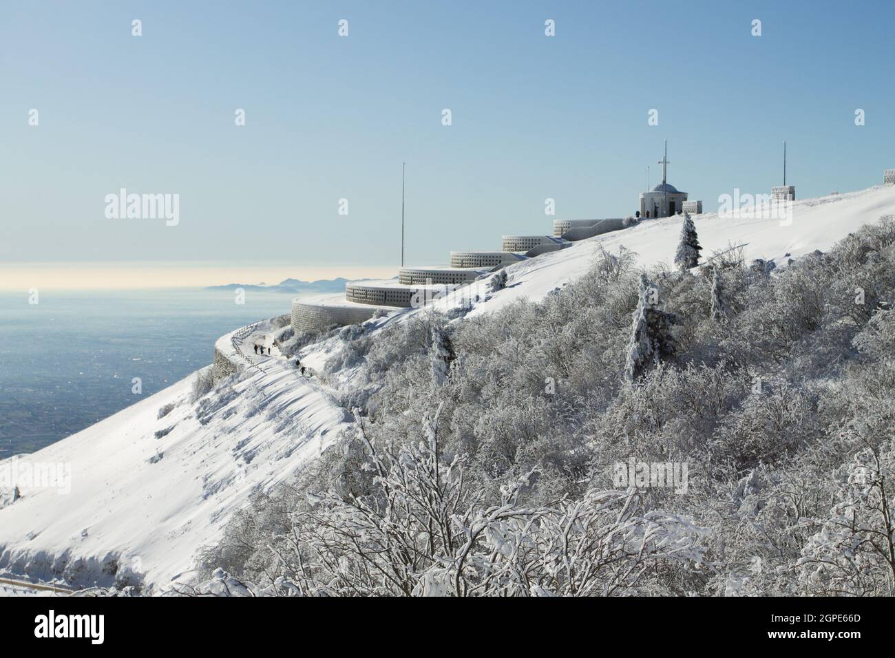 Mountain winter landscape. Mount Grappa with snow. Italian Alps Stock ...
