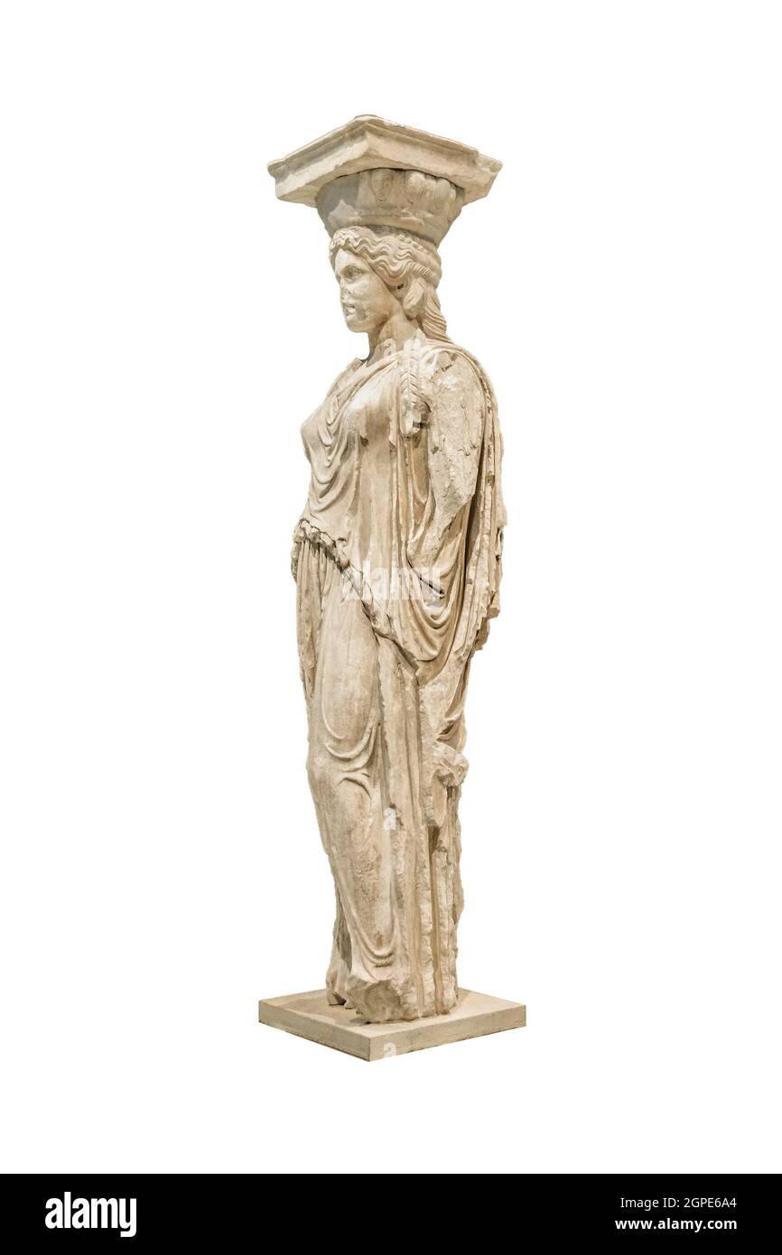 Famous caryatid sculpture isolated on white background Stock Photo - Alamy