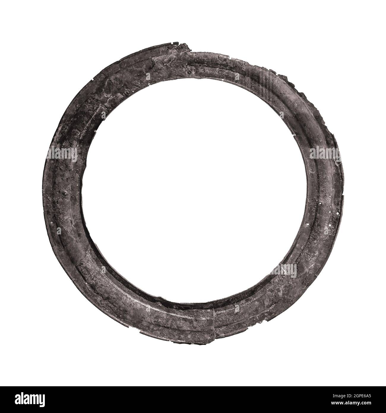 Broken damaged circle sculpture isolated on white background Stock ...