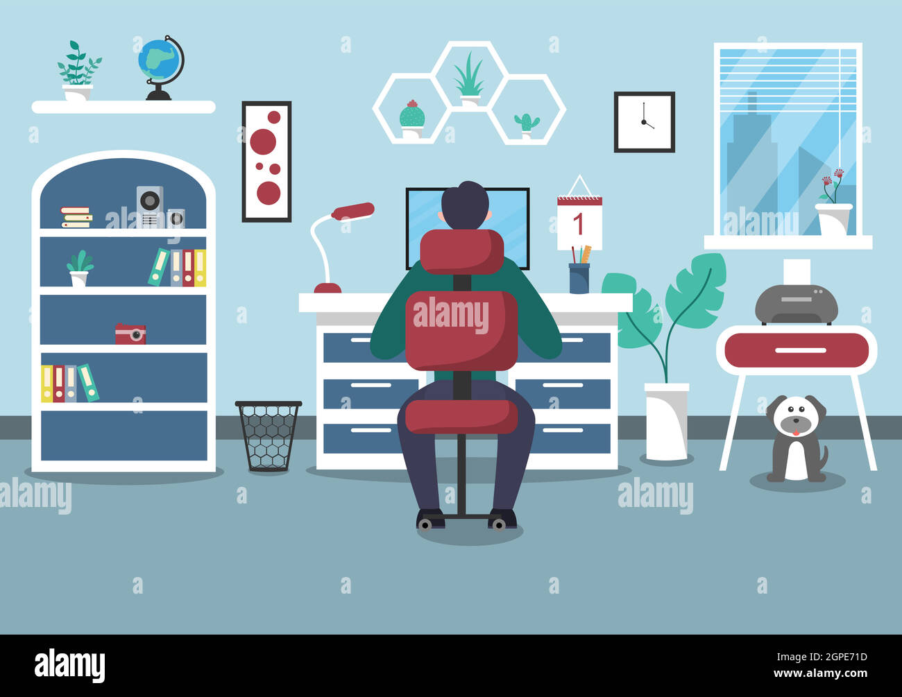 Vector Illustration People During Quarantine from coronavirus Works on ...