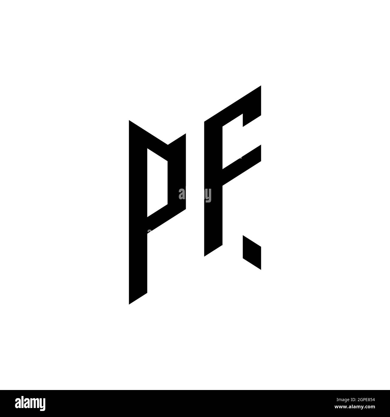 PF Monogram geometric shape style template. Monogram initial design ...