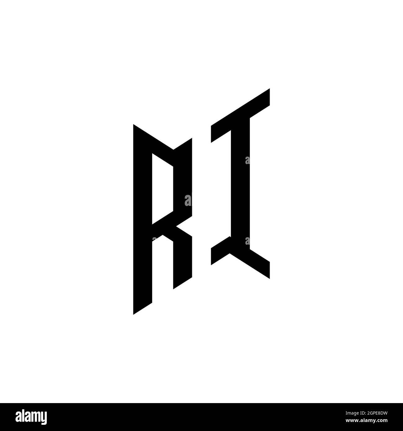 RI Monogram geometric shape style template. Monogram initial design ...