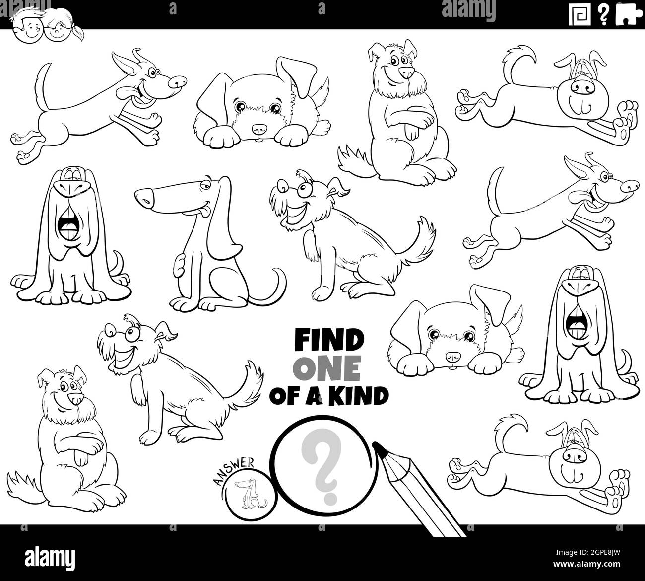 Cartoon dogs coloring book page hi-res stock photography and images - Alamy