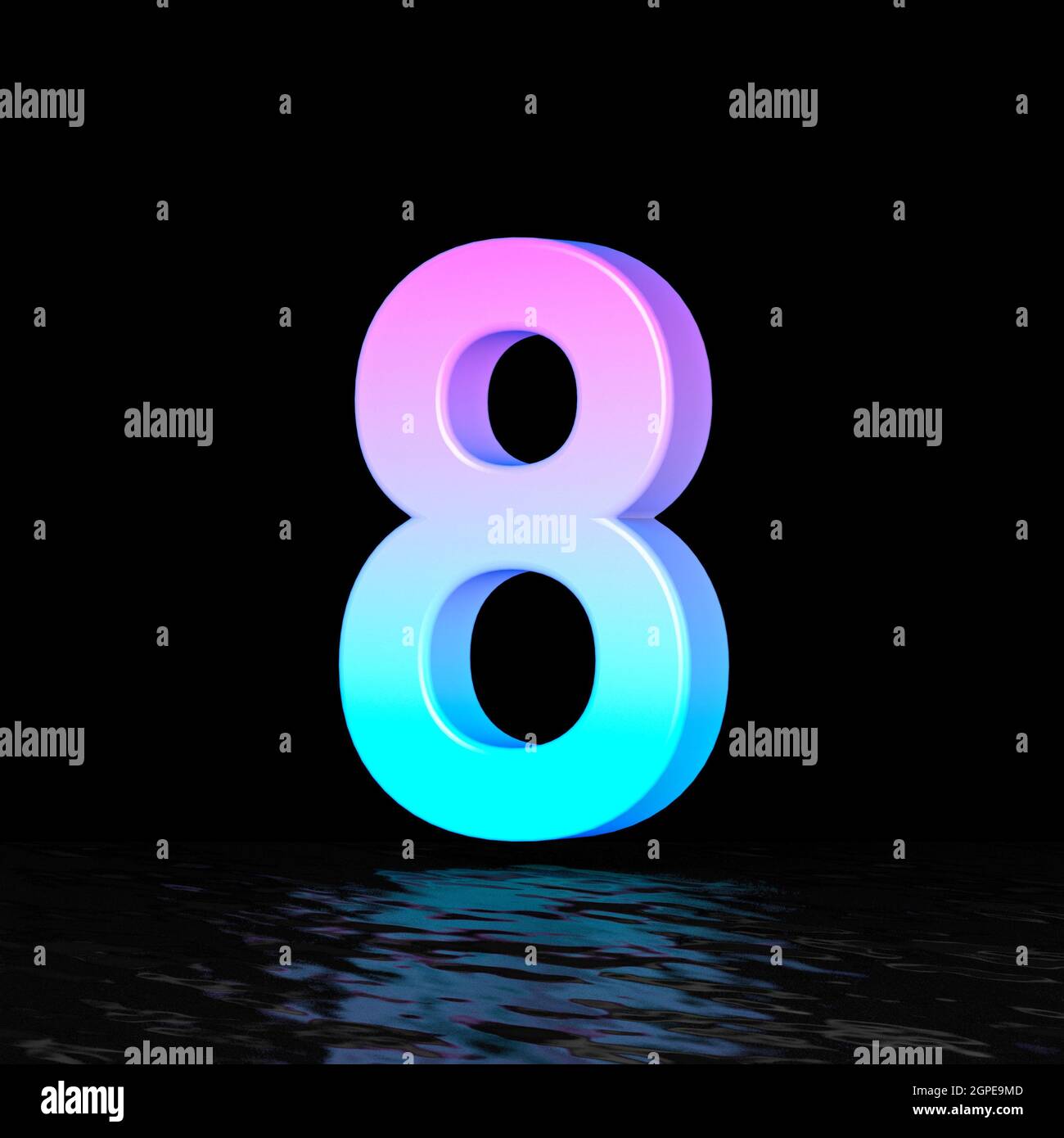 Cyan magenta font Number 8 EIGHT 3D render illustration isolated on ...