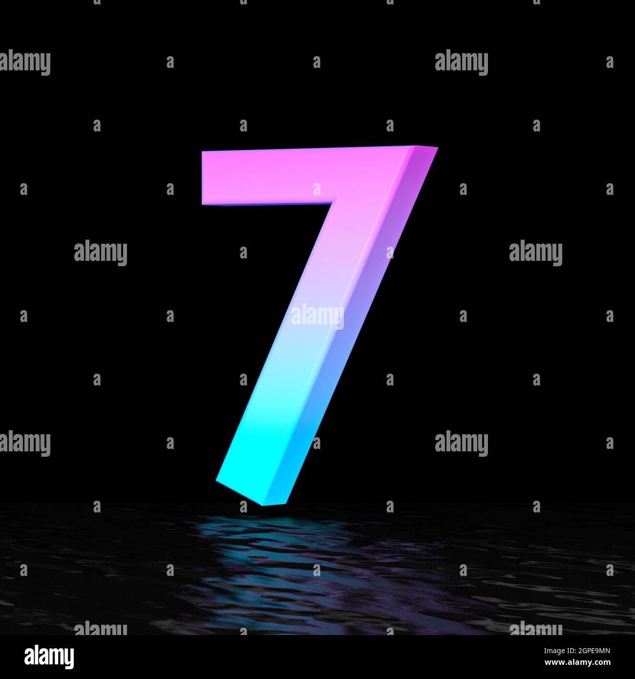 Cyan magenta font Number 7 SEVEN 3D render illustration isolated on ...