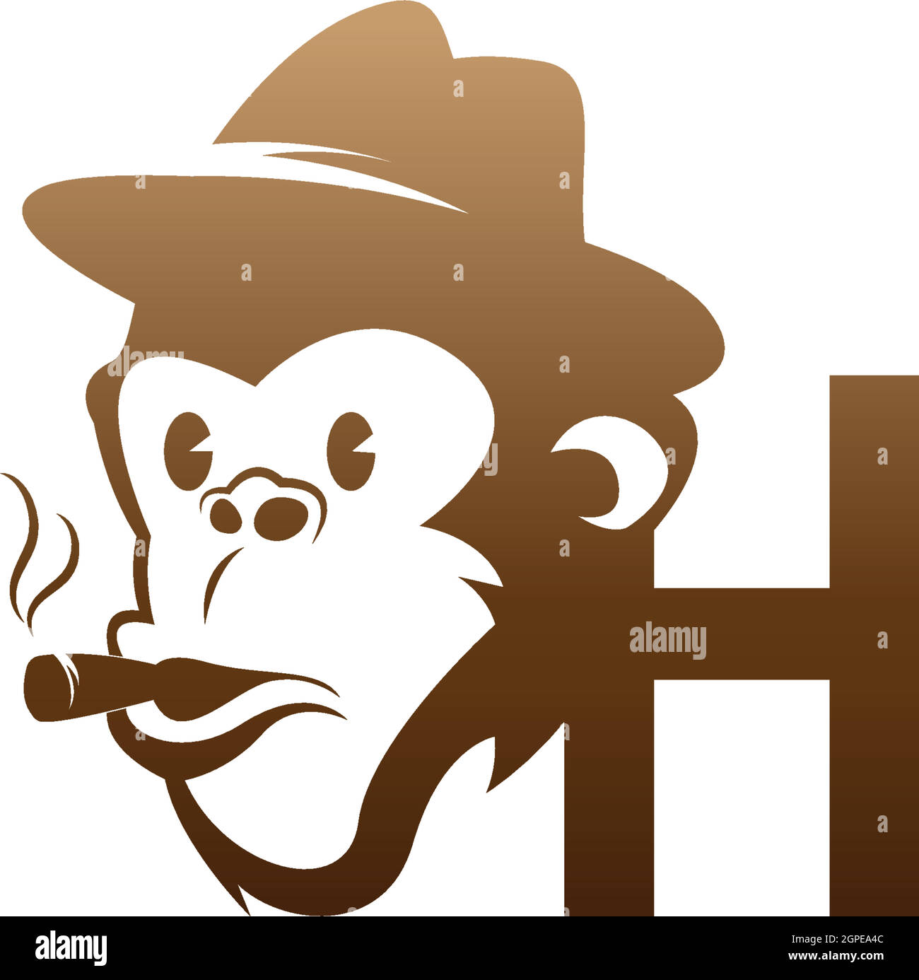 Monkey head icon logo with letter H template design Stock Vector Image ...